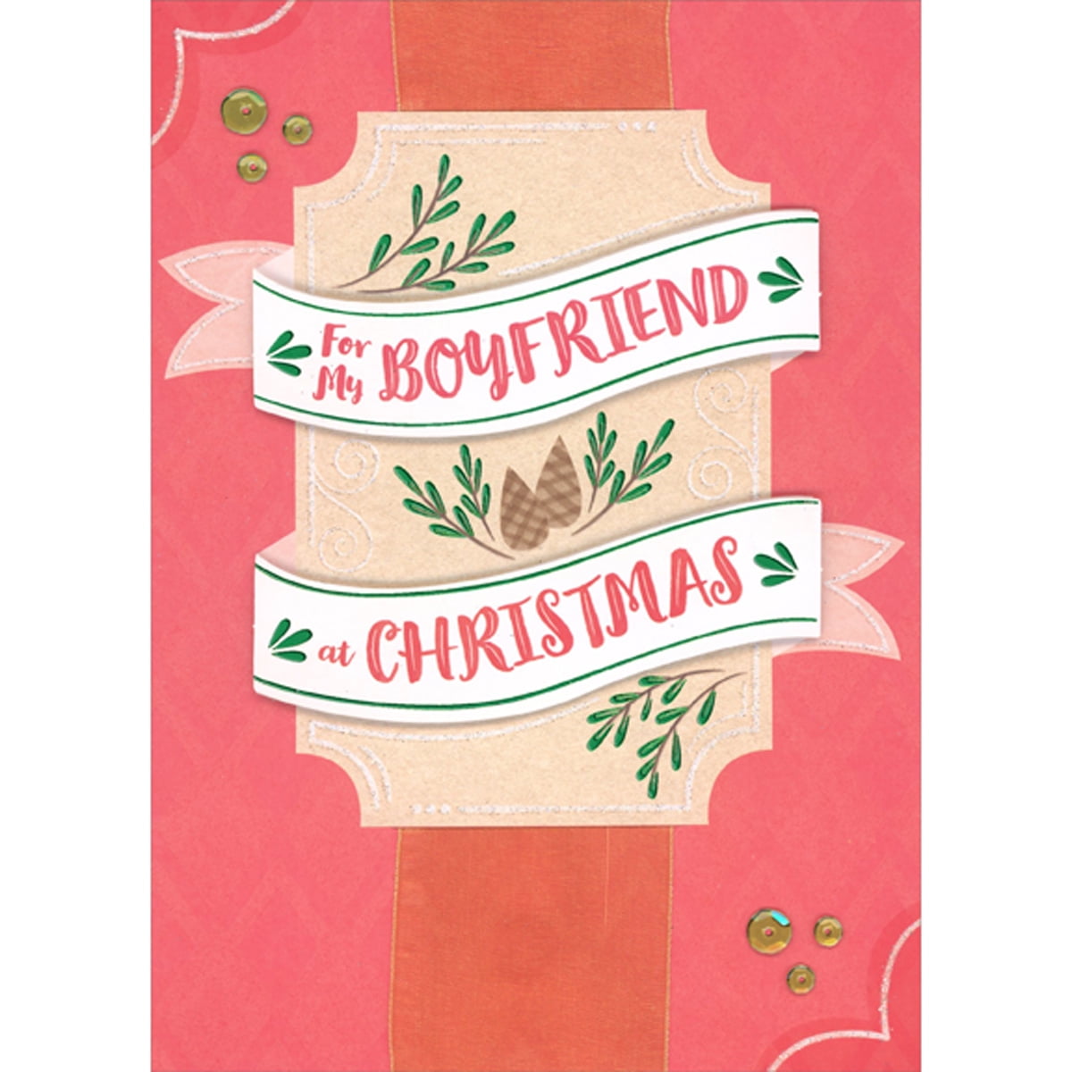 Designer Greetings Two Curved 3D Die Cut Banners Over Pine Cone ...