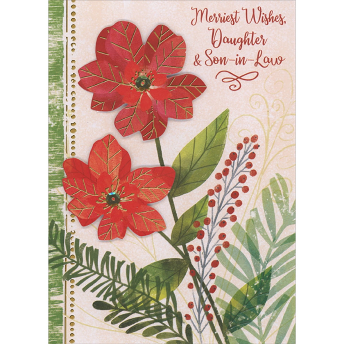 Designer Greetings Two Large Red 3D Die Cut Flowers with Gold Foil ...
