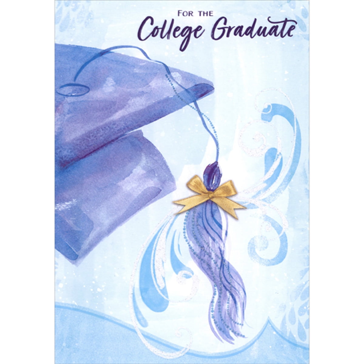 Designer Greetings Watercolor Purple Grad Cap and Tassel with Gold Bow ...
