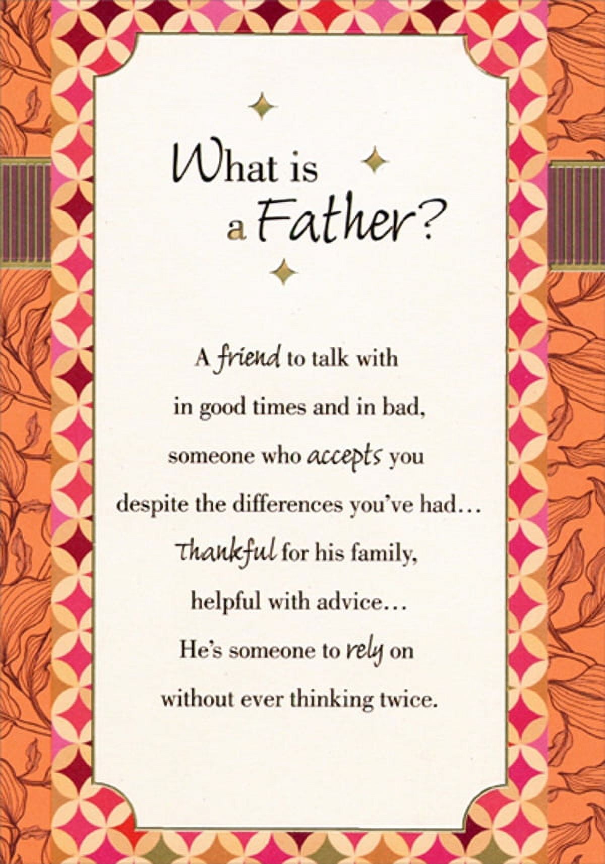 Designer Greetings What is a Father? Orange Border Father's Day Card ...