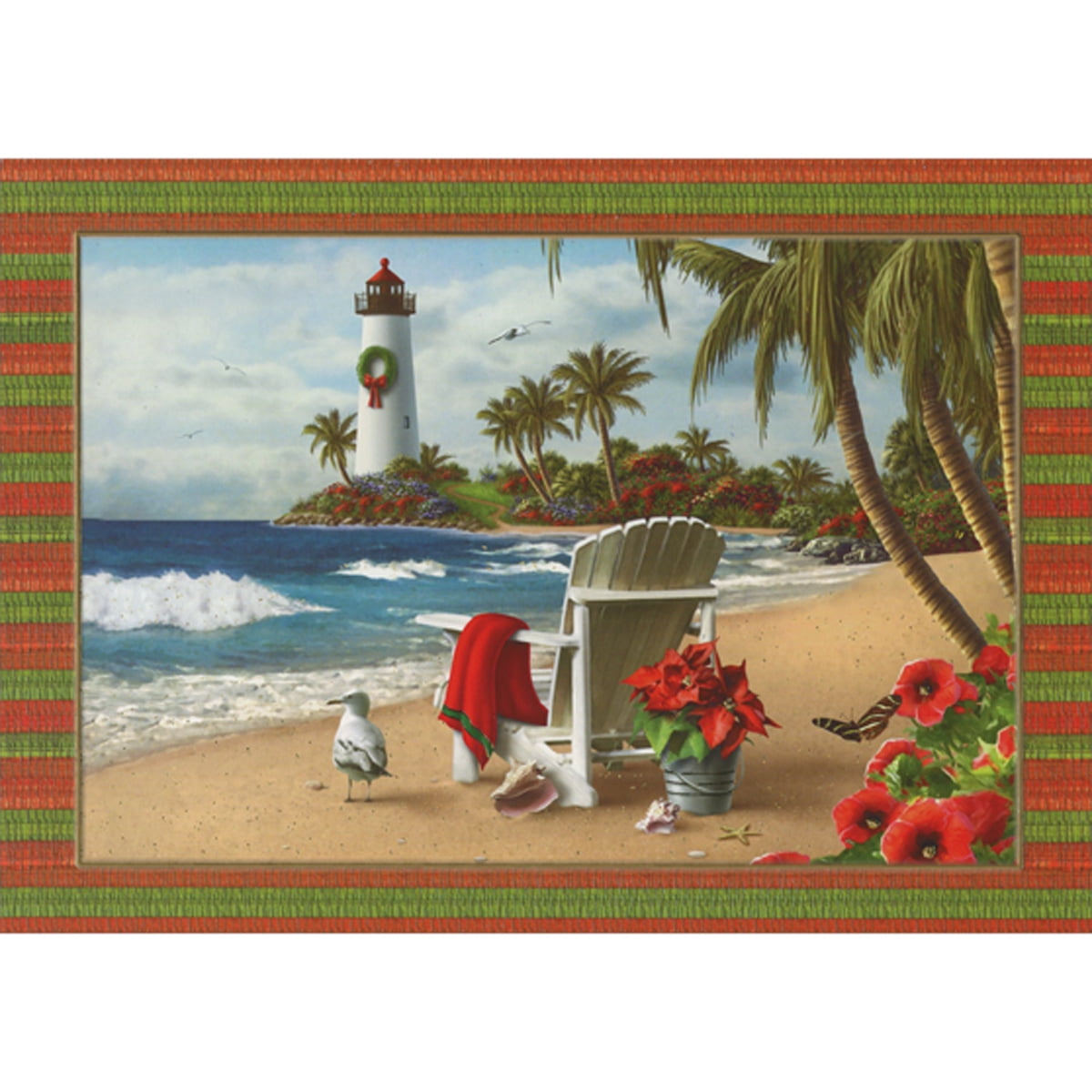 Designer Greetings White Adirondack Chair, Poinsettia, Beach and White ...