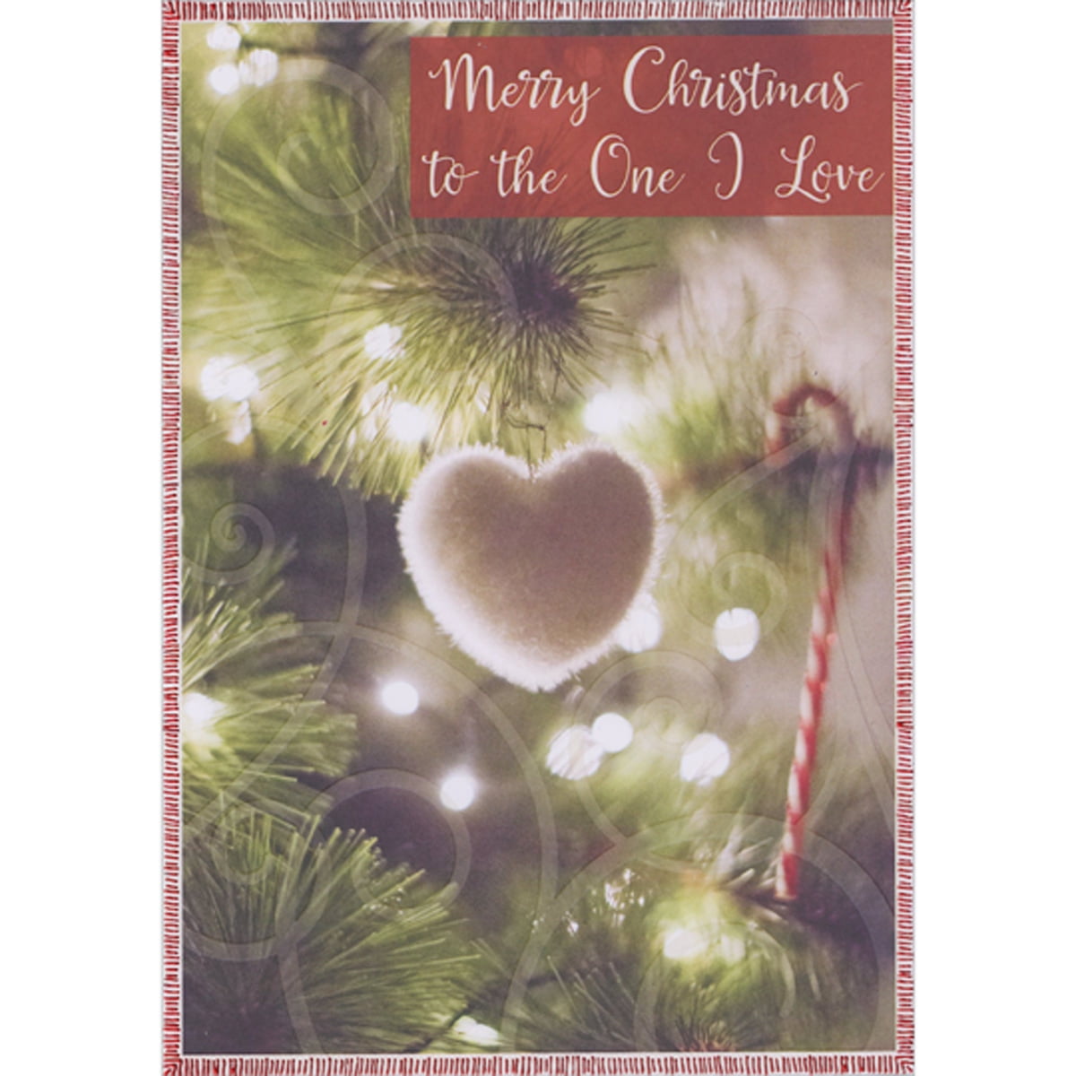 Designer Greetings White Fuzzy Heart Ornament on Evergreen Tree Branch ...