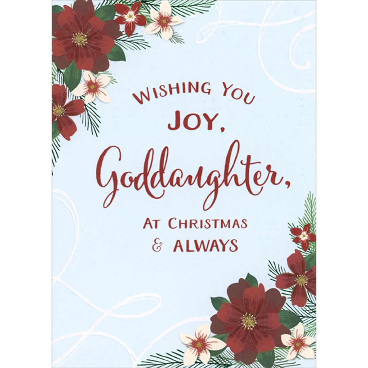 Designer Greetings Wishing You Joy: Poinsettias and Pine Branches on ...