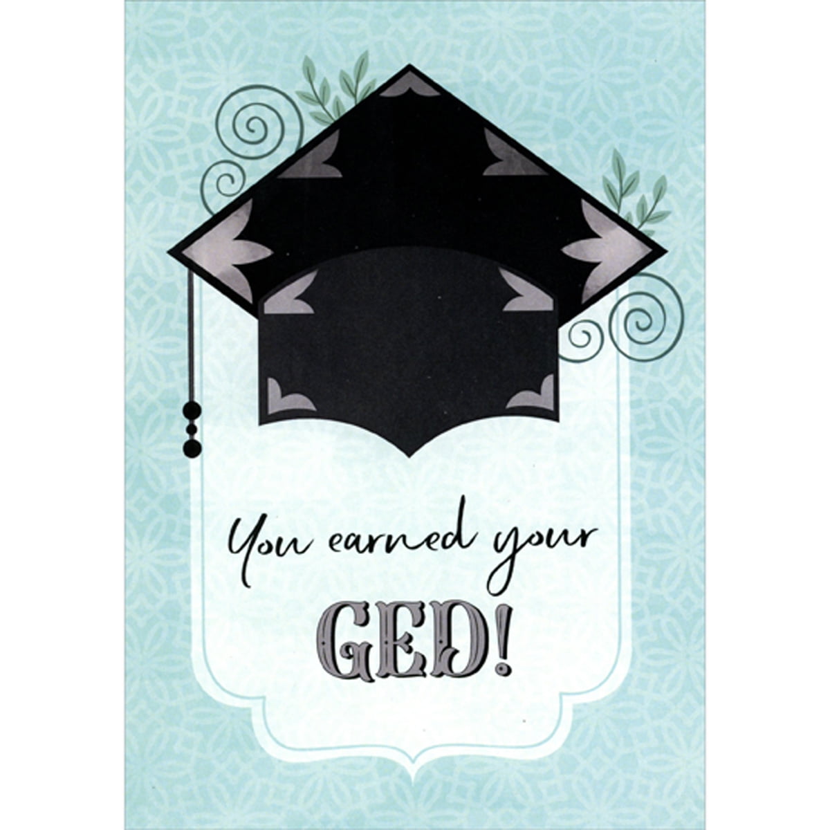 Designer Greetings You Earned Your GED: Black and Gray Cap on Light ...