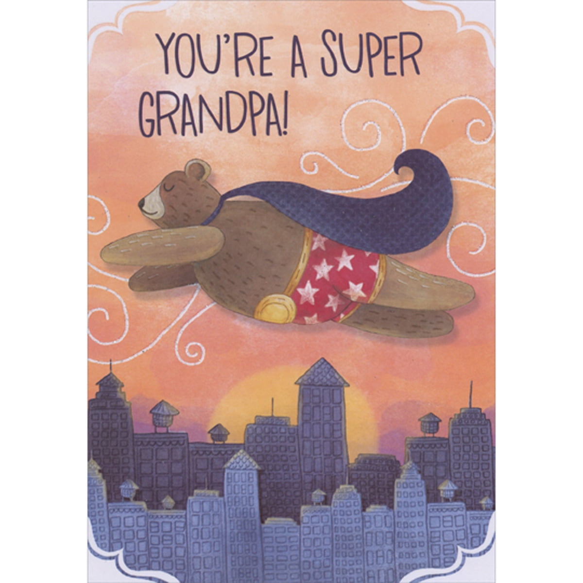 Designer Greetings You're a Super Grandpa: Superhero Bear Flying Over ...