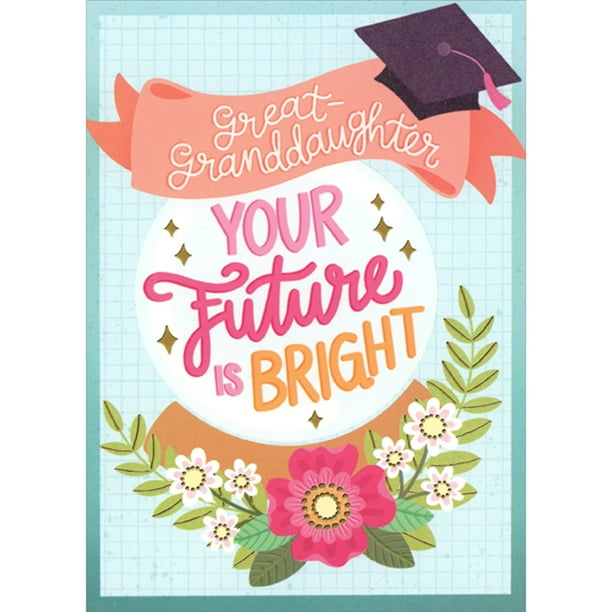 Designer Greetings Your Future is Bright: Floral Swag on Light Blue ...