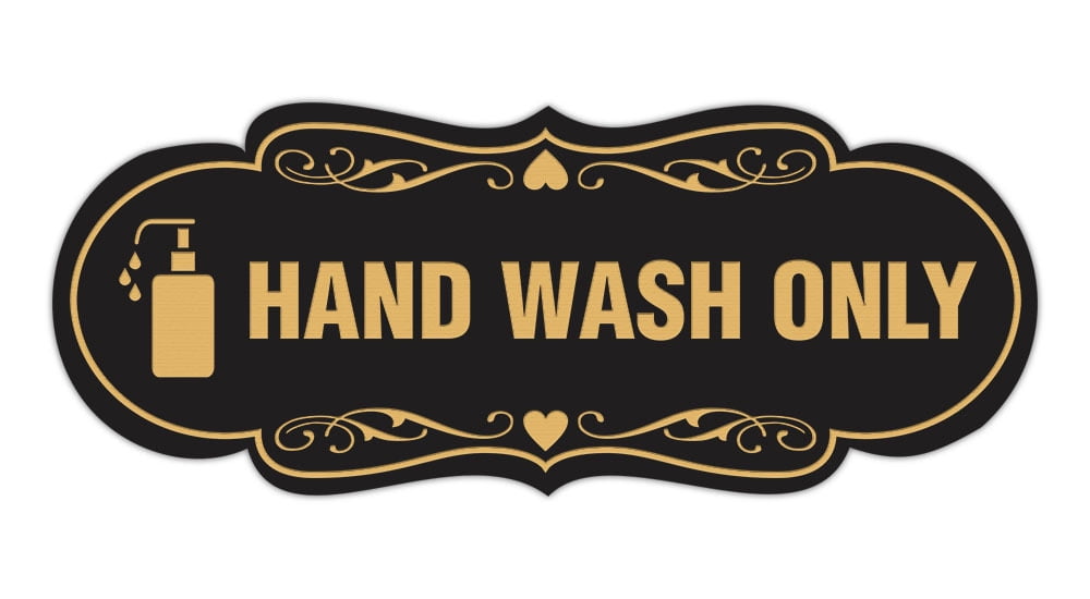 Designer Hand Wash Only (Soap) Sign (Black Gold) - Large - Walmart.com