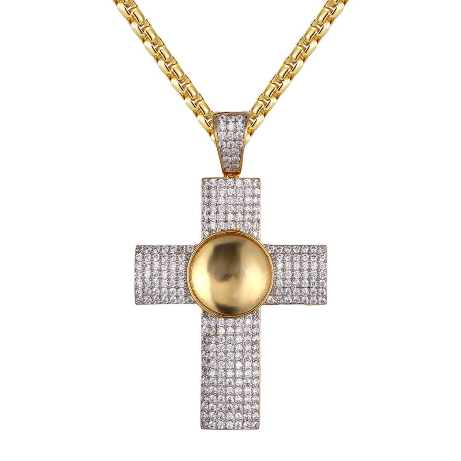 Designer Holy Cross 14k Gold Finish Religious Pendant Chain - Walmart.com