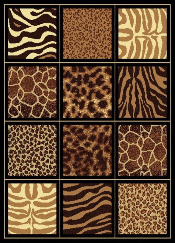 Designer Home Epoch Area Rug 910-03450 Safari Square Black 5' 3" x 7' 2 ...