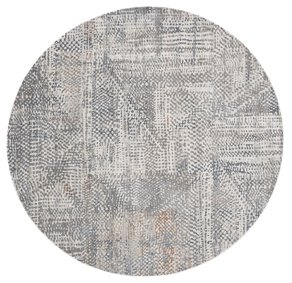 Designer Home Glitz Area Rug 404 20394 Celeste Taupe Lines Vintage 7' 11" x 7' 11" Round ...