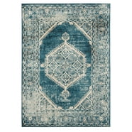 Designer Home Swan Area Rug 2050 10069 Zine Turquoise Cubes Cross 5' 3 ...