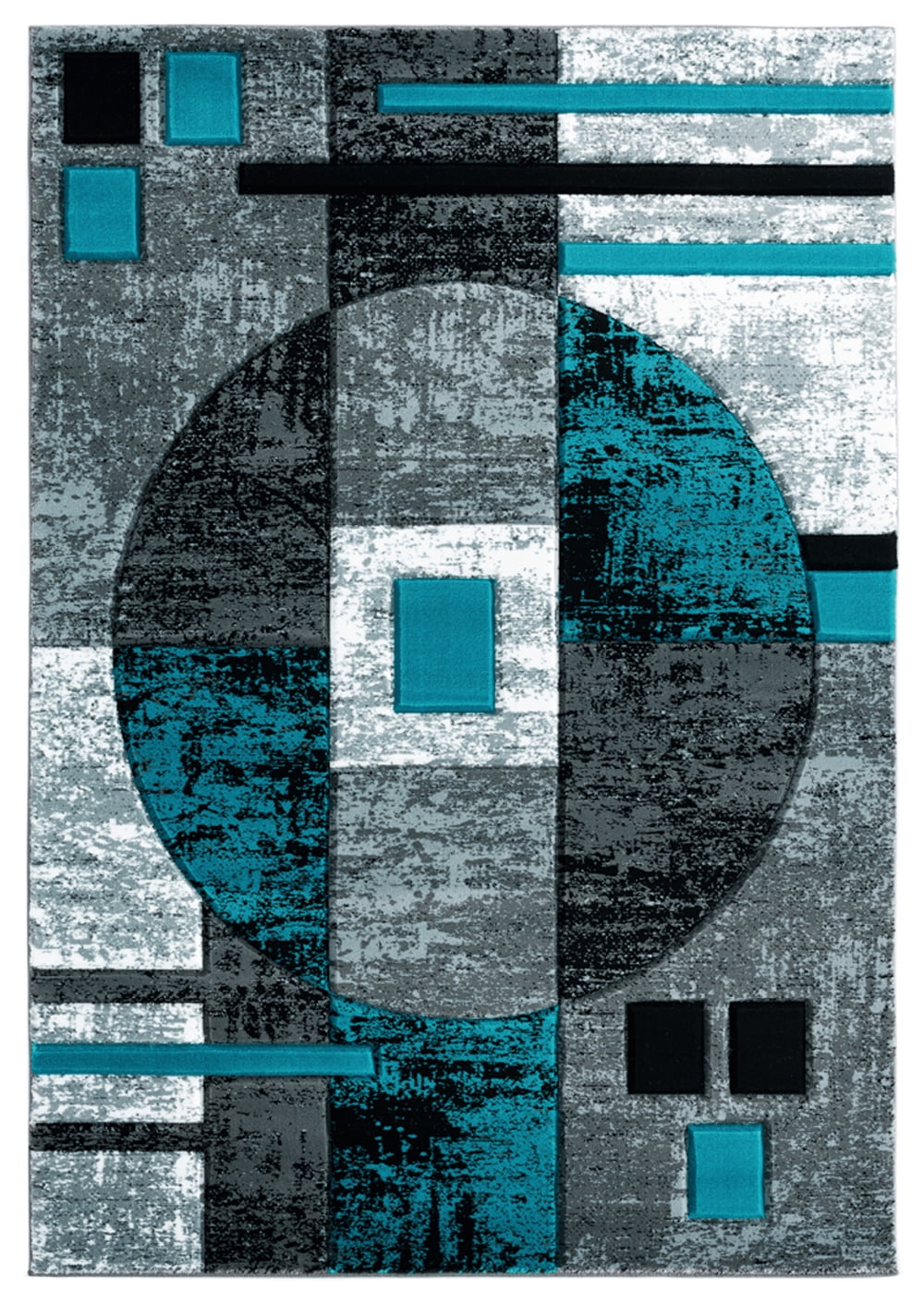 Designer Home Swan Area Rug 2050 10169 Epsilon Turquoise Lined Boxes 7 ...