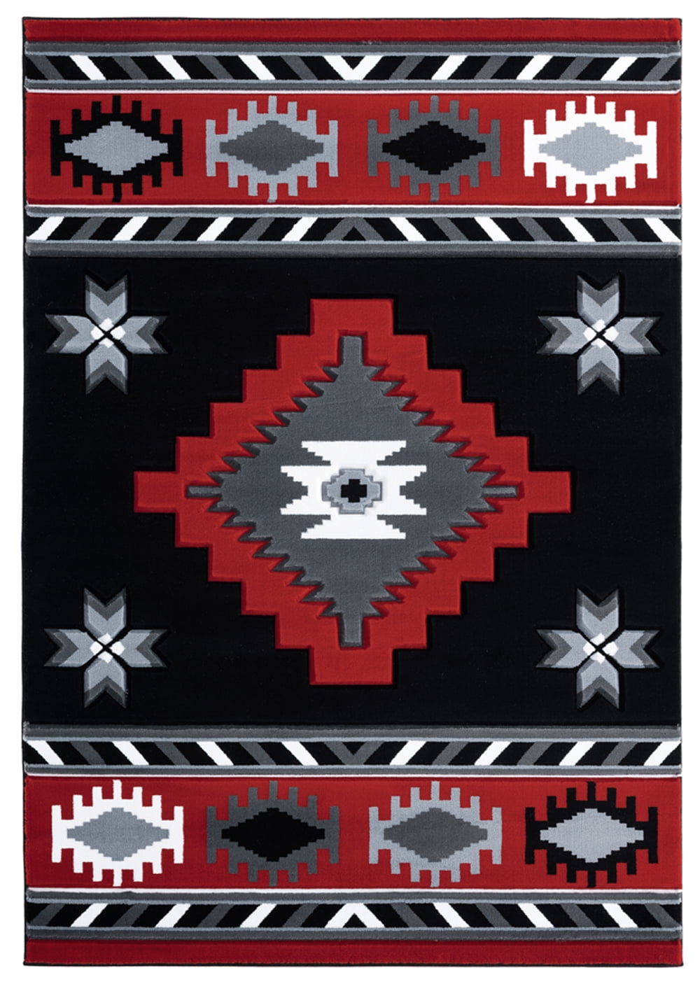 Designer Home Swan Area Rug 2050 10430 Caliente Red Medallions Angled 1 ...