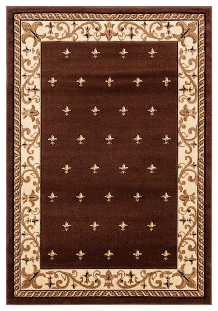 Designer Home Swan Area Rug 2050 11650 Wington Brown Bricks Flur De Lis ...
