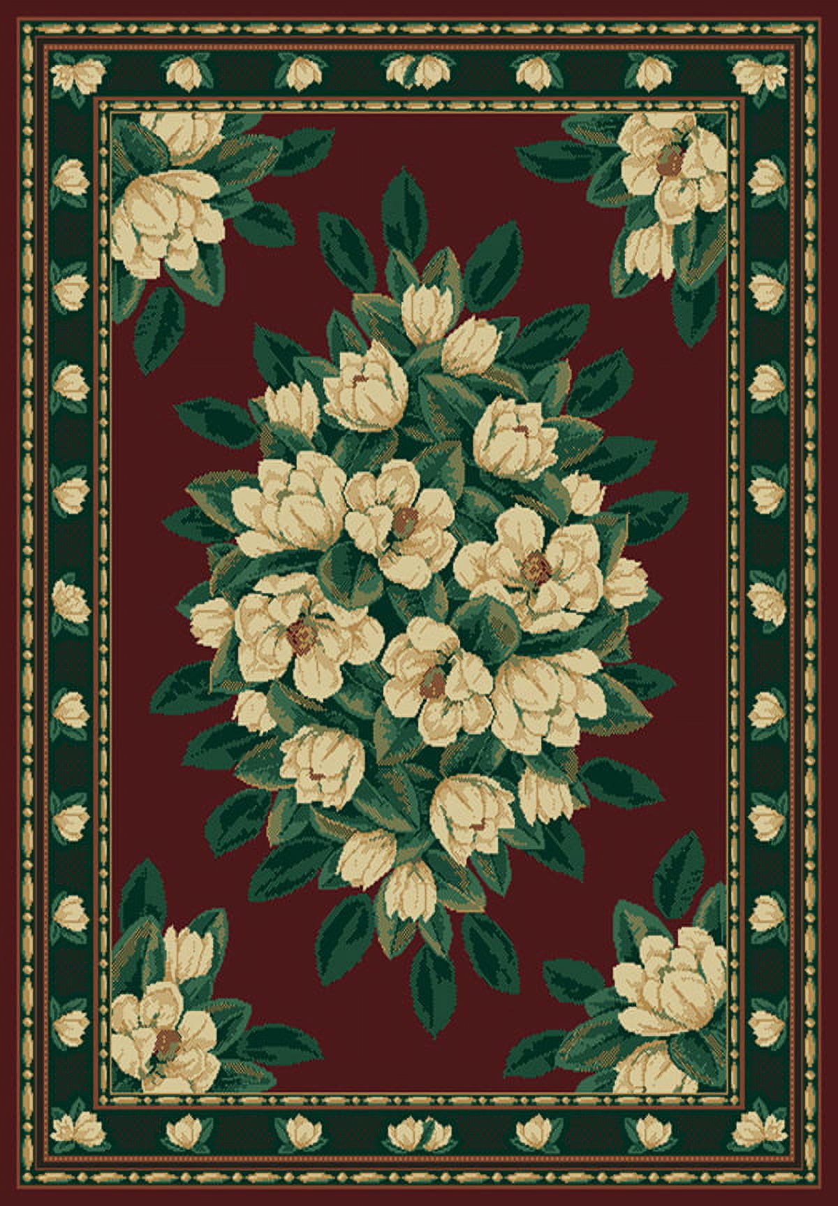 Designer Home Urban Area Rug 040-37034 Magnolia Burgundy Floral ...