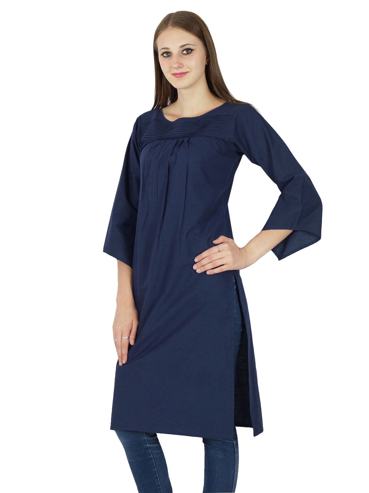 Designer Indian Bollywood Solid Top Kurta Women Cotton Kurti Casual ...