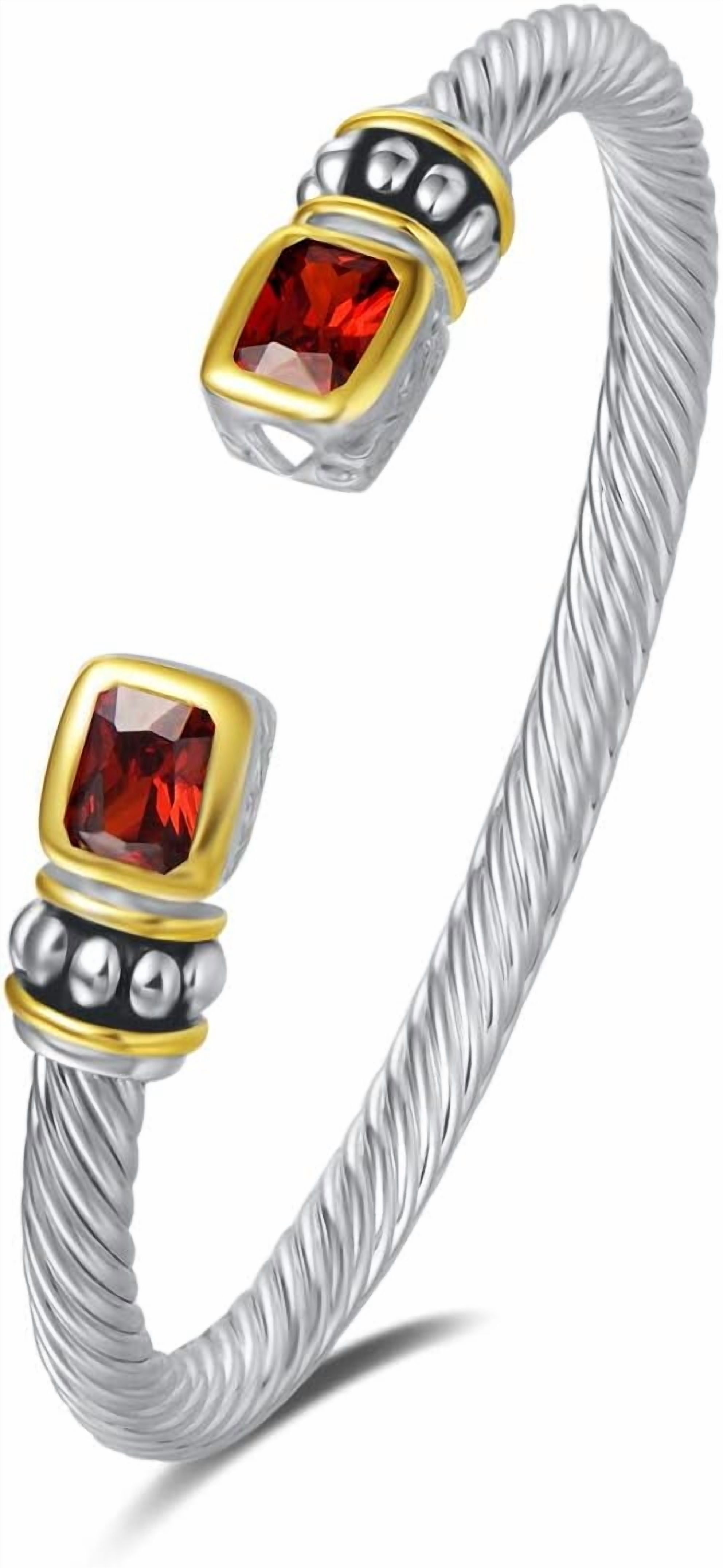 Designer Inspired Jewelry 6x8 Radiant CZ Cable Wire Antique Bangle ...