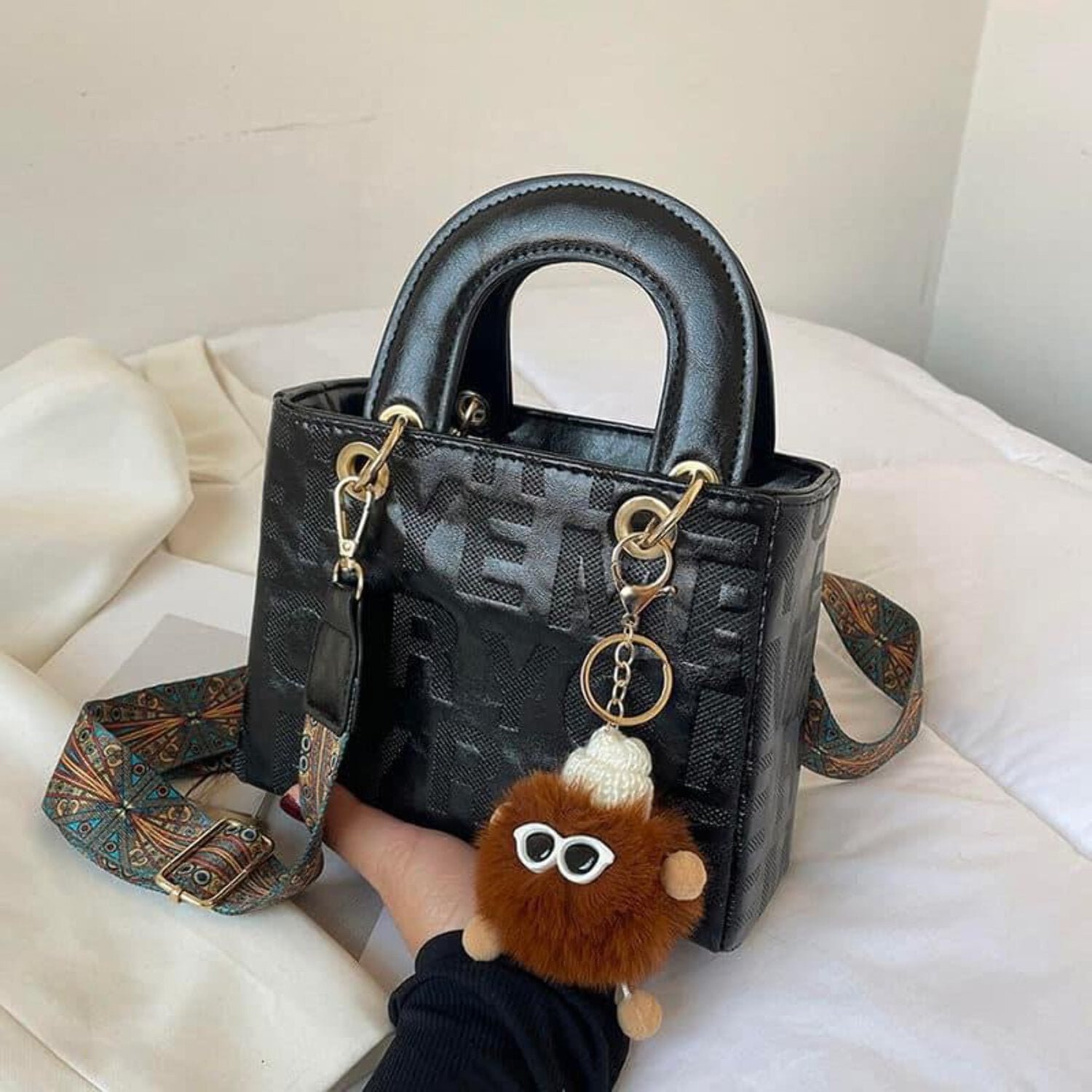 Designer Inspired Letter Print Handbag - Walmart.com