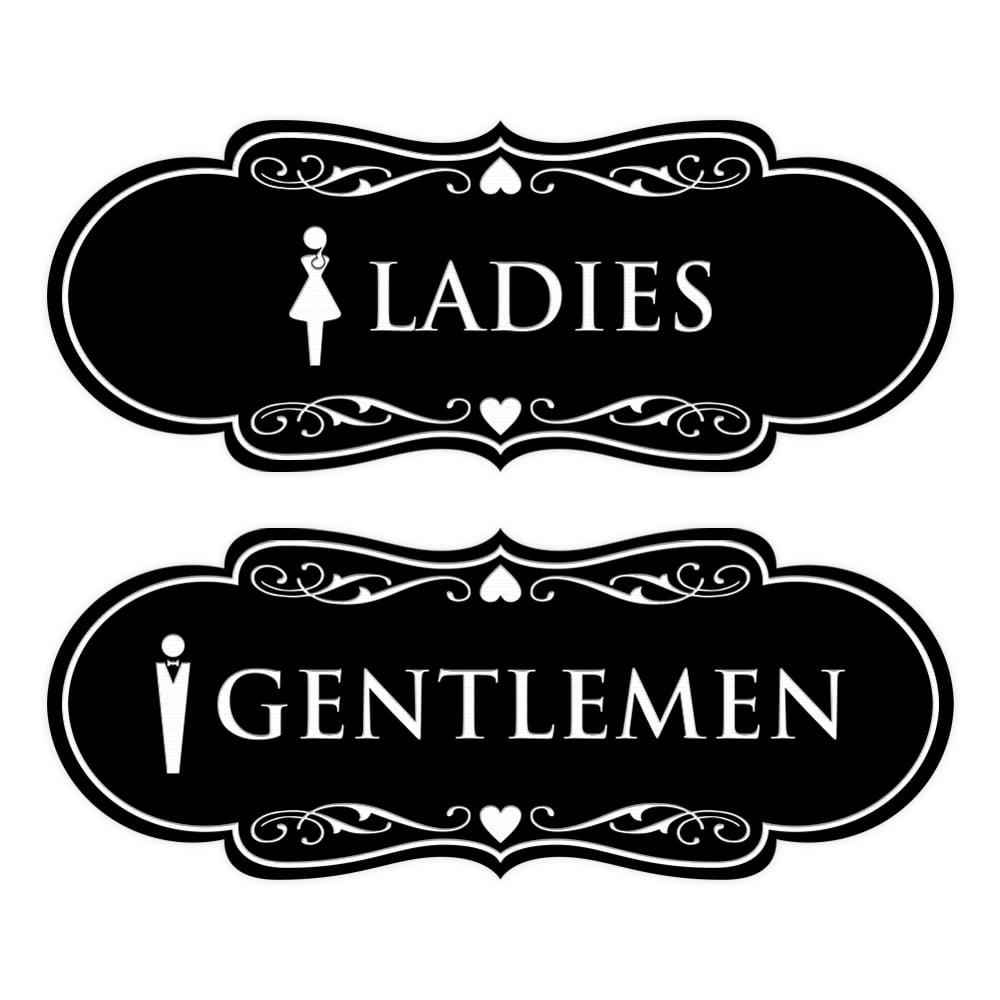Designer Ladies and Gentlemen Figurines Restroom Signs, Set of 2 (Black ...