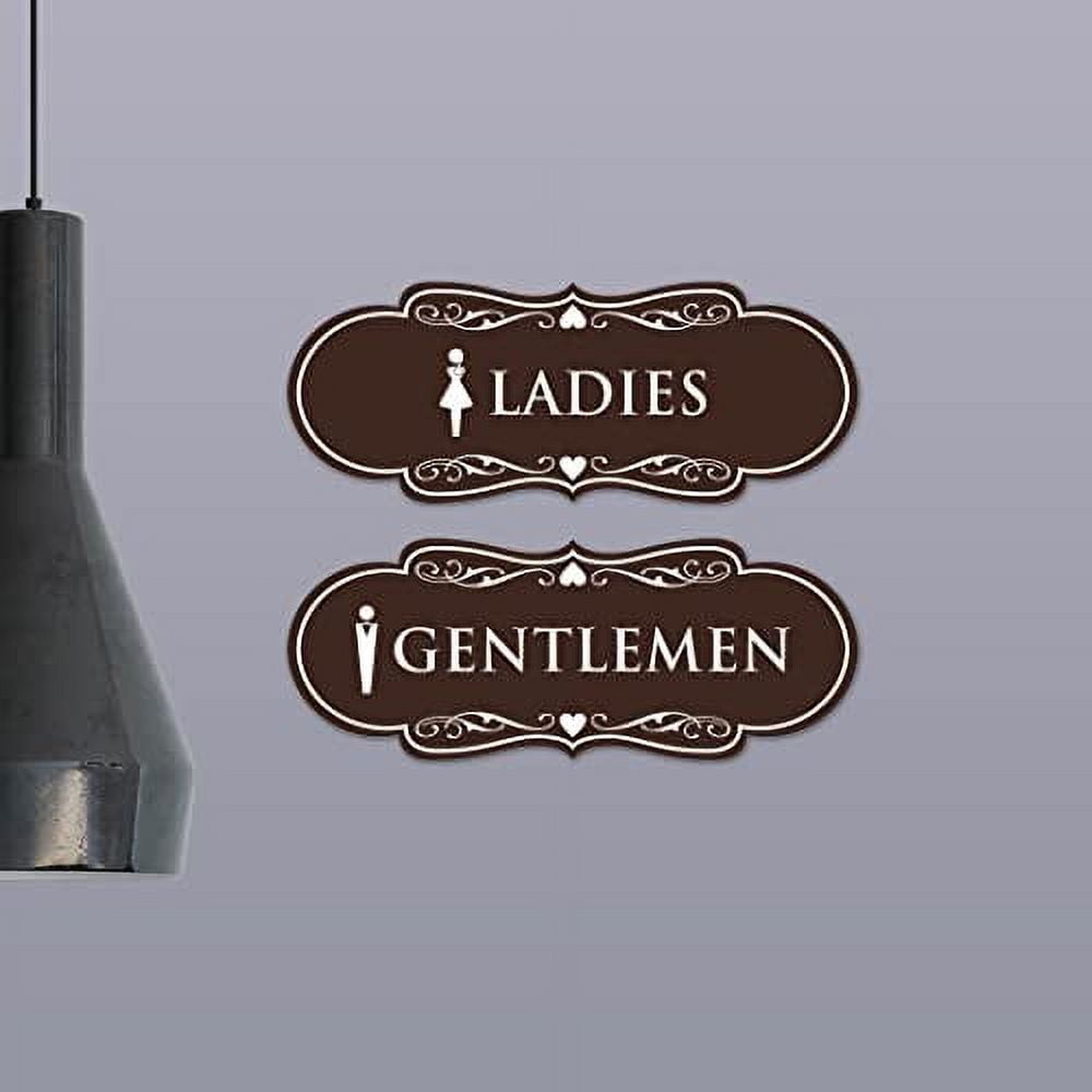 Designer Ladies and Gentlemen Figurines Restroom Signs, Set of 2 (Black/Silver) - Small 5 Pack ...