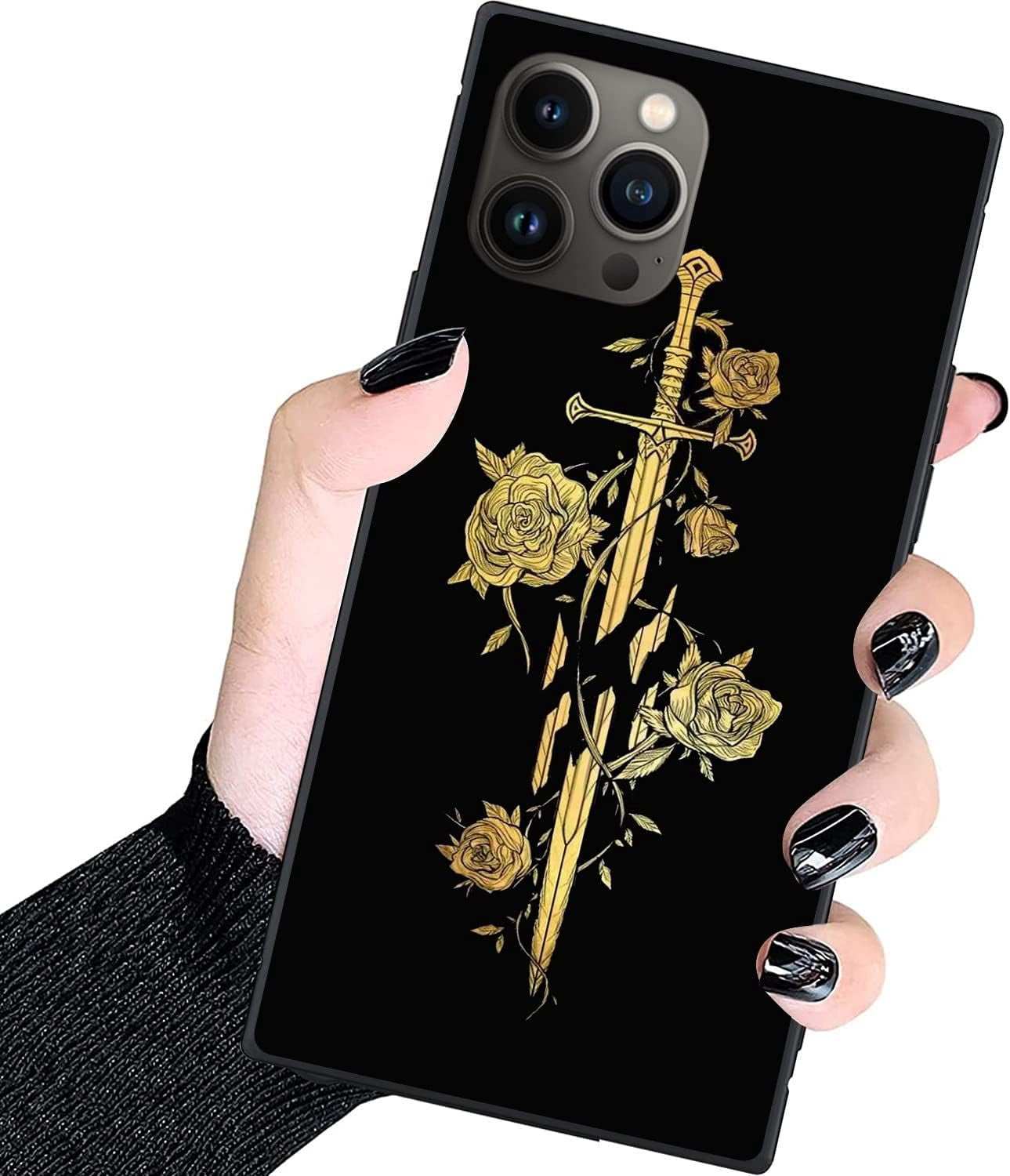 Designer Luxury Case for iPhone 15 Pro Women,Golden Rose Sword Classic ...