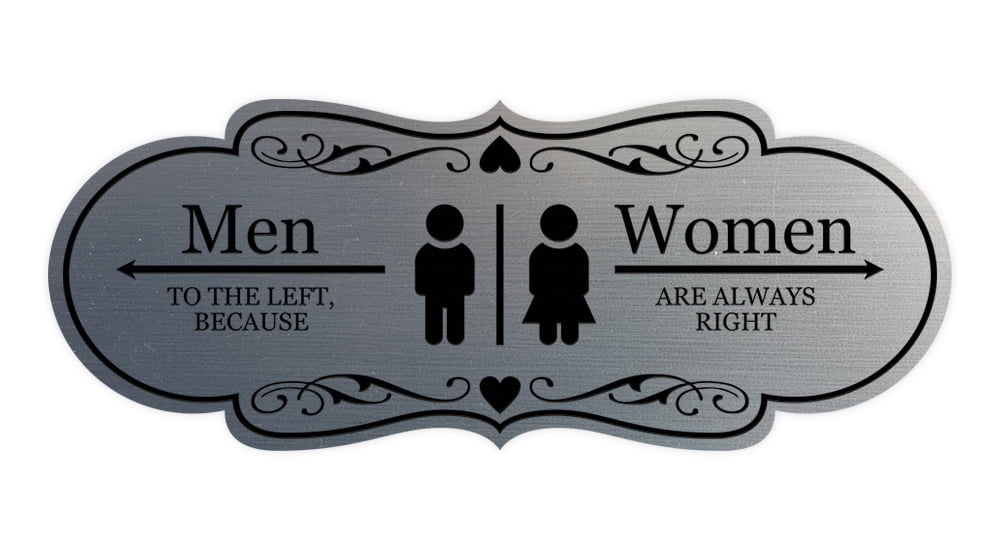 Designer Men to the Left, Because Women are Always Right, Restroom Sign ...