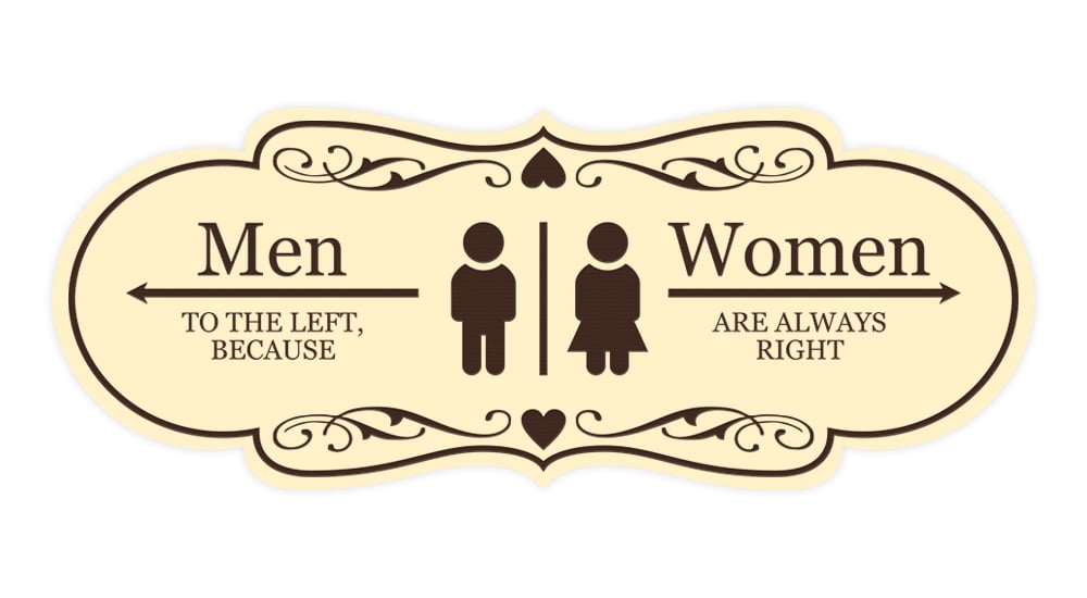 Designer Men to the Left, Because Women are Always Right, Restroom Sign ...