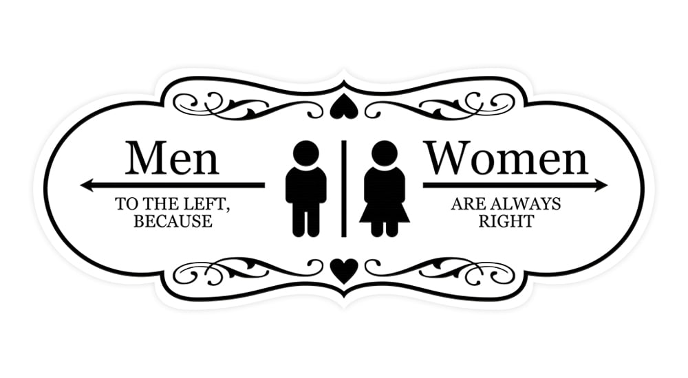 Designer Men to the Left, Because Women are Always Right, Restroom Sign ...
