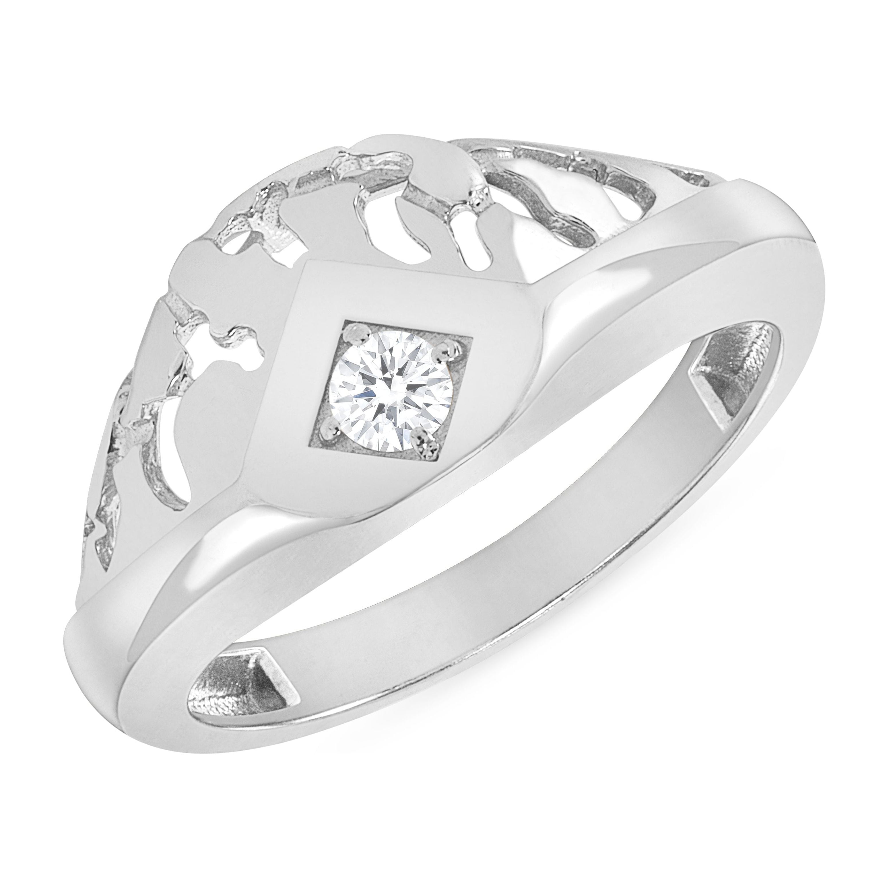Designer Mens Pinky Diamond Ring in Sterling Silver - Walmart.com