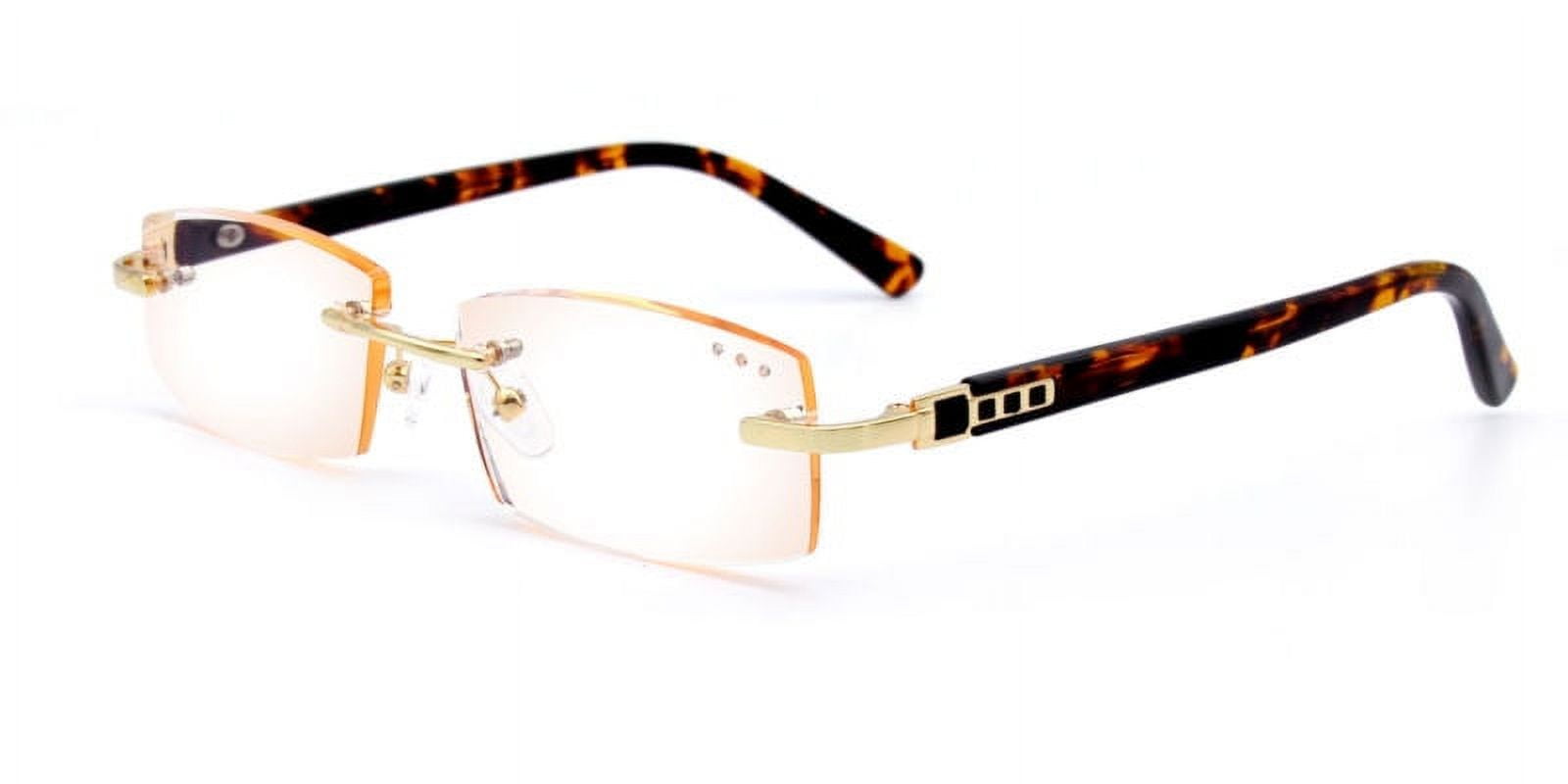 Designer Mens Rimless Reading Glasses Tinted Readers Presbyopic Glasses ...