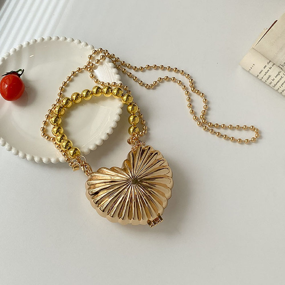 Designer Metal Shell Luxury Mini Lipstick Bag Pearl Chain Crossbody ...