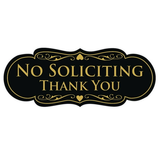 Designer NO SOLICITING Thank You Sign - Black/Gold - Medium | Elegant ...