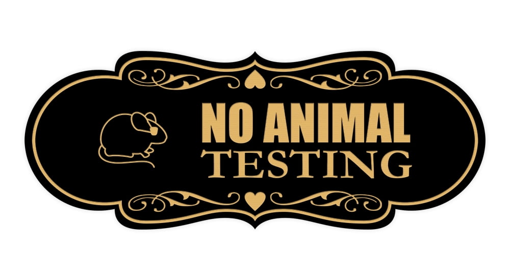 Designer No Animal Testing Sign (Black Gold) - Large - Walmart.com