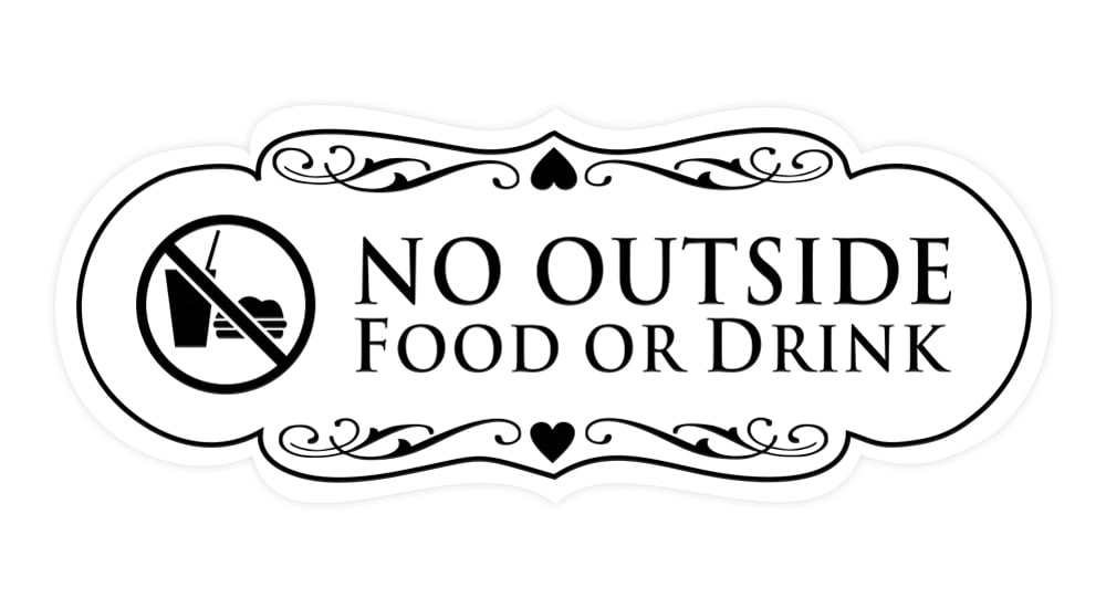 Designer No Outside Food or Drink Sign(White) - Medium - Walmart.com