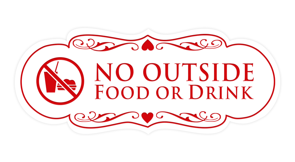 Square No Outside Food or Drink Sign -White /Red (Large) - Walmart.com