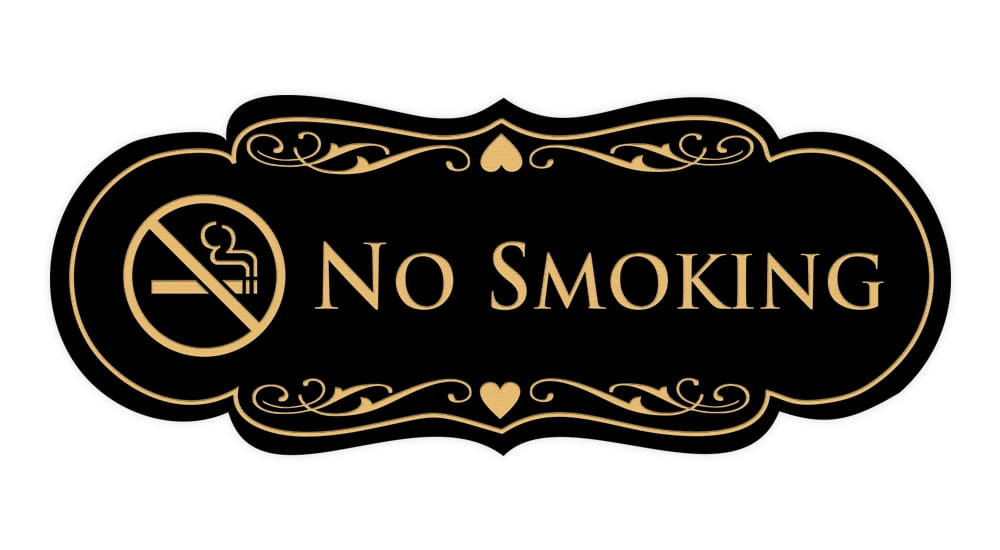 Designer No Smoking Sign(Black /Gold) - Small - Walmart.com