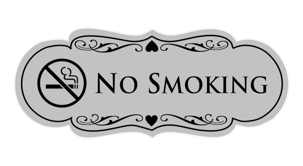 Designer No Smoking Sign (Light Gray) - Small | Stylish Warning Plaque ...