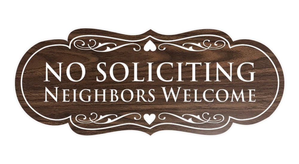 Designer No Soliciting Neighbors Welcome Sign(Walnut) - Small - Walmart.com