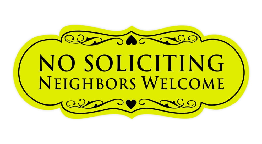 Designer No Soliciting Neighbors Welcome Sign(Yellow / Black) - Large ...