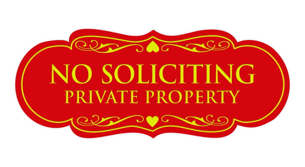 Designer No Soliciting Private Property Sign(Red/Yellow) - Large ...