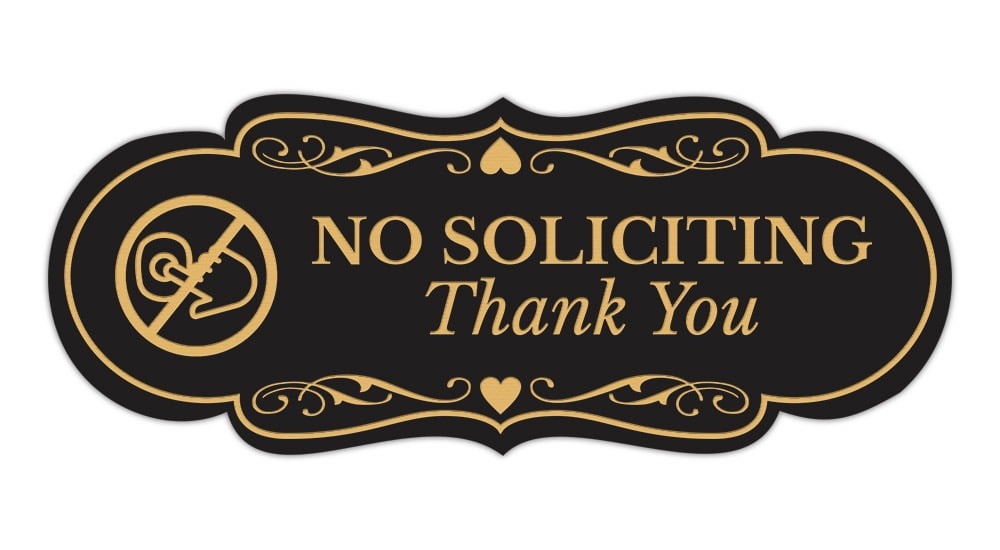 Designer No Soliciting Thank You (Doorbell) Sign (Black Gold) - Medium ...
