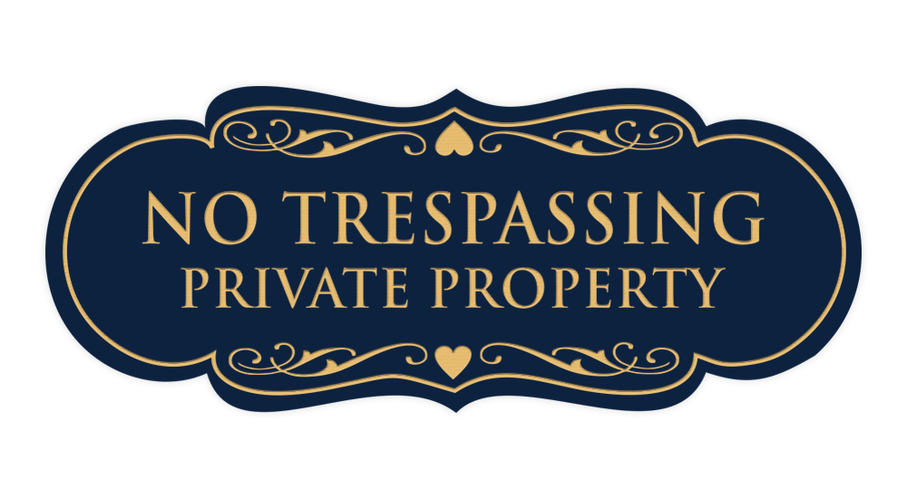 Designer Private Property Please Respect Our Home Sign (Navy Blue/Gold ...