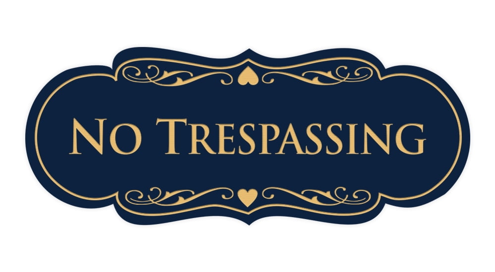 Designer No trespassing Sign(Navy Blue/Gold) - Large - Walmart.com