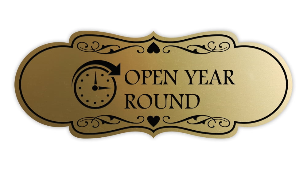 Designer Open Year Round Sign (Brushed Gold) - Medium - Walmart.com