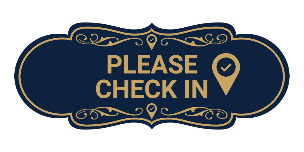 Designer Please Check In Sign (Navy Blue/Gold) - Small - Walmart.com