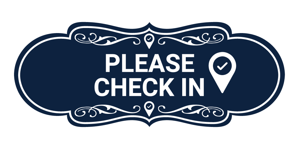 Designer Please Check In Sign (Navy Blue / White) - Small - Walmart.com