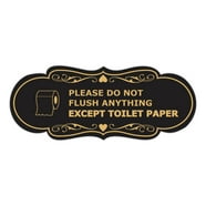 Signs ByLITA Circle Septic Tank Flush Only Toilet Paper Sign (Black ...