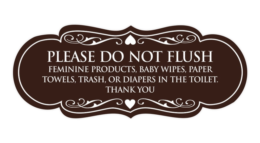 Designer Please Do Not Flush Etiqutte Sign(Dark Brown) - Large ...