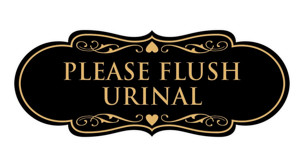 Designer Please Flush Urinal Sign (Black Gold) - Large - Walmart.com