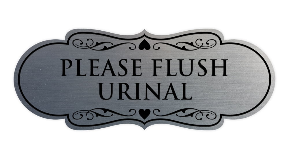 Designer Please Flush Urinal Sign (Brushed Silver) - Small - Walmart.com